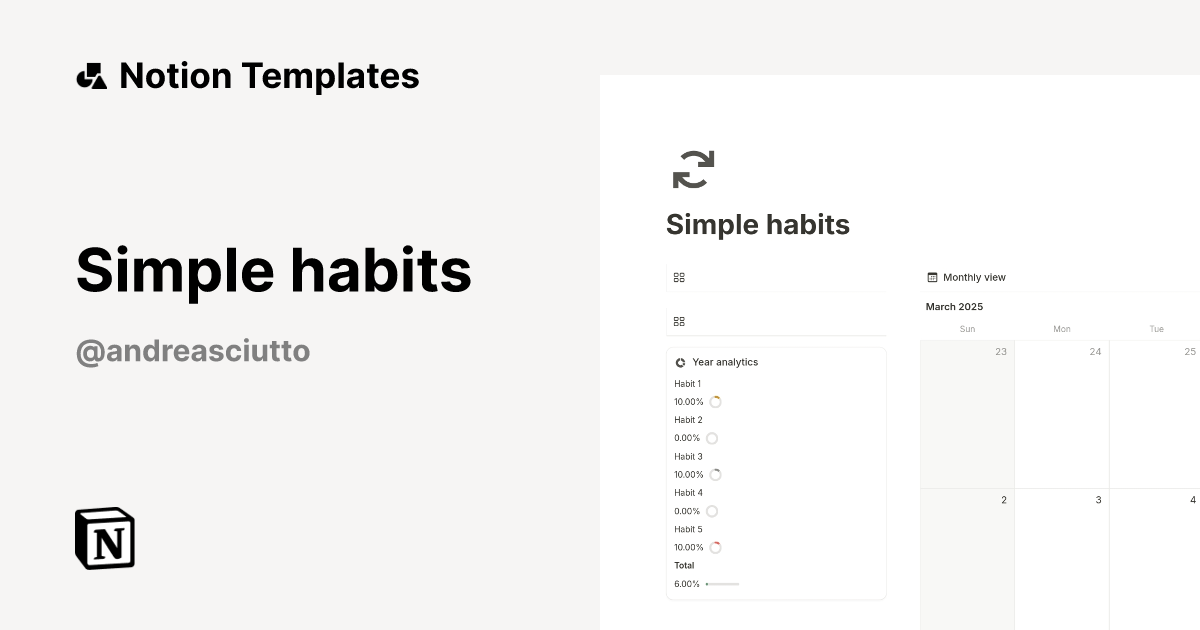 Simple habits Template | Notion Marketplace