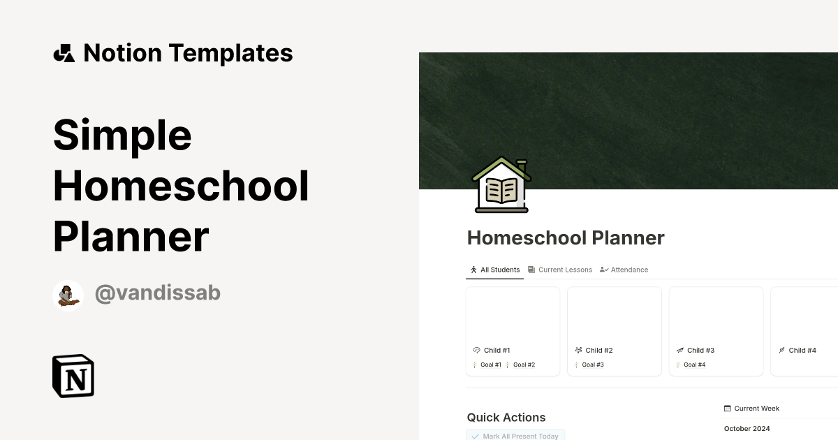 Simple Homeschool Planner Template by Vandissa B. | Notion Marketplace