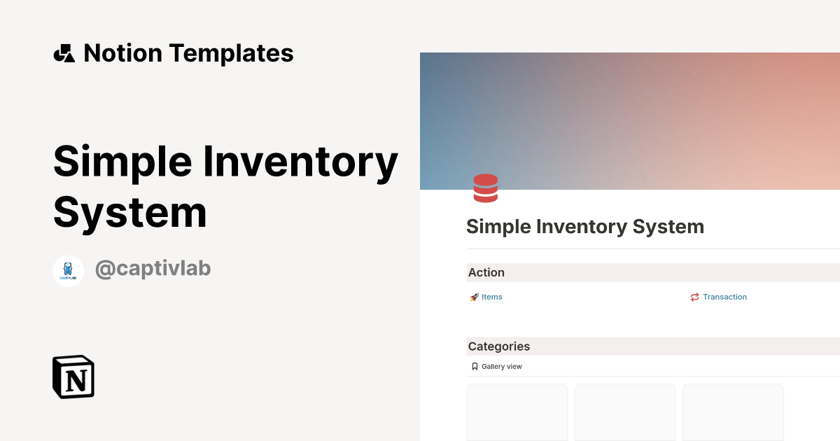 Simple Inventory System Template | Notion Marketplace