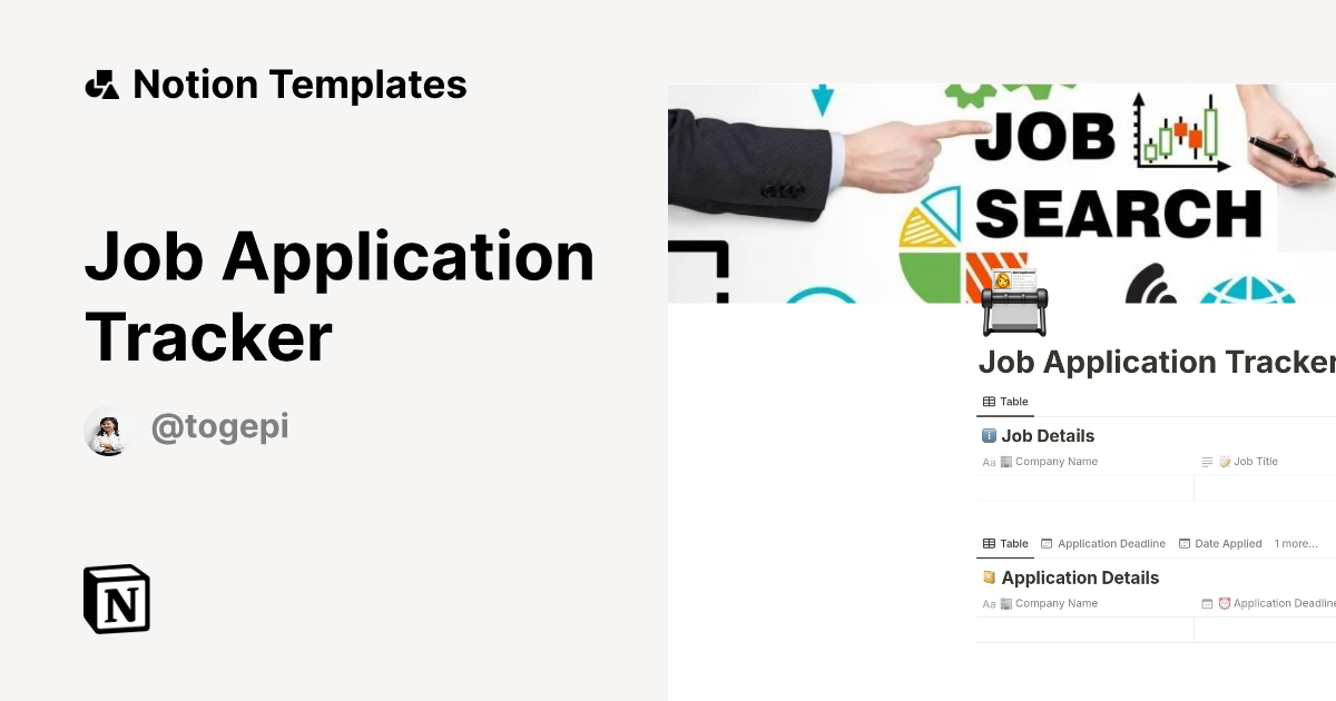 Job Application Tracker Template by TogepiLinhVuu | Notion Marketplace
