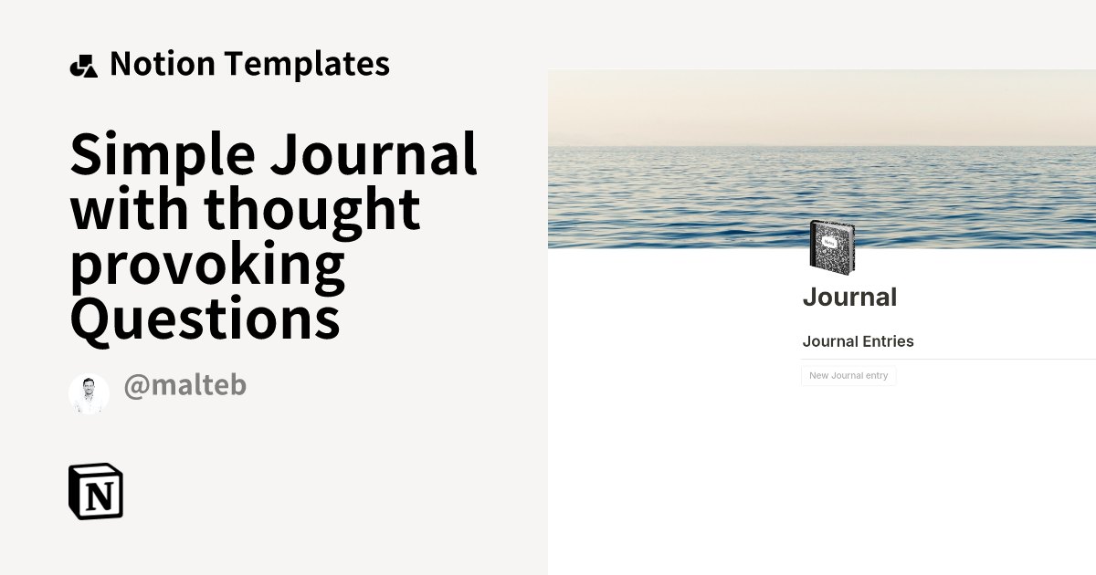Simple Journal with thought provoking Questions Template | Notion ...