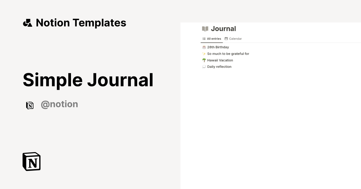 Simple Journal 2025 Template | Notion Marketplace