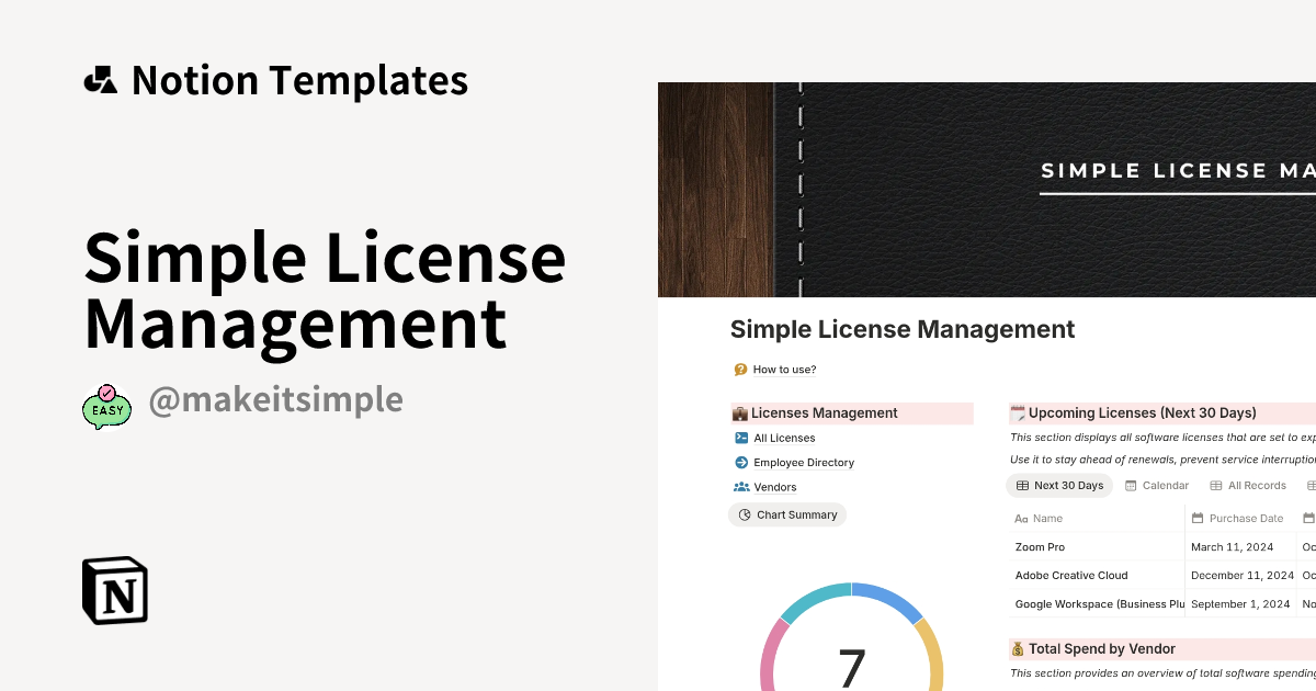 Simple License Management Template | Notion Marketplace