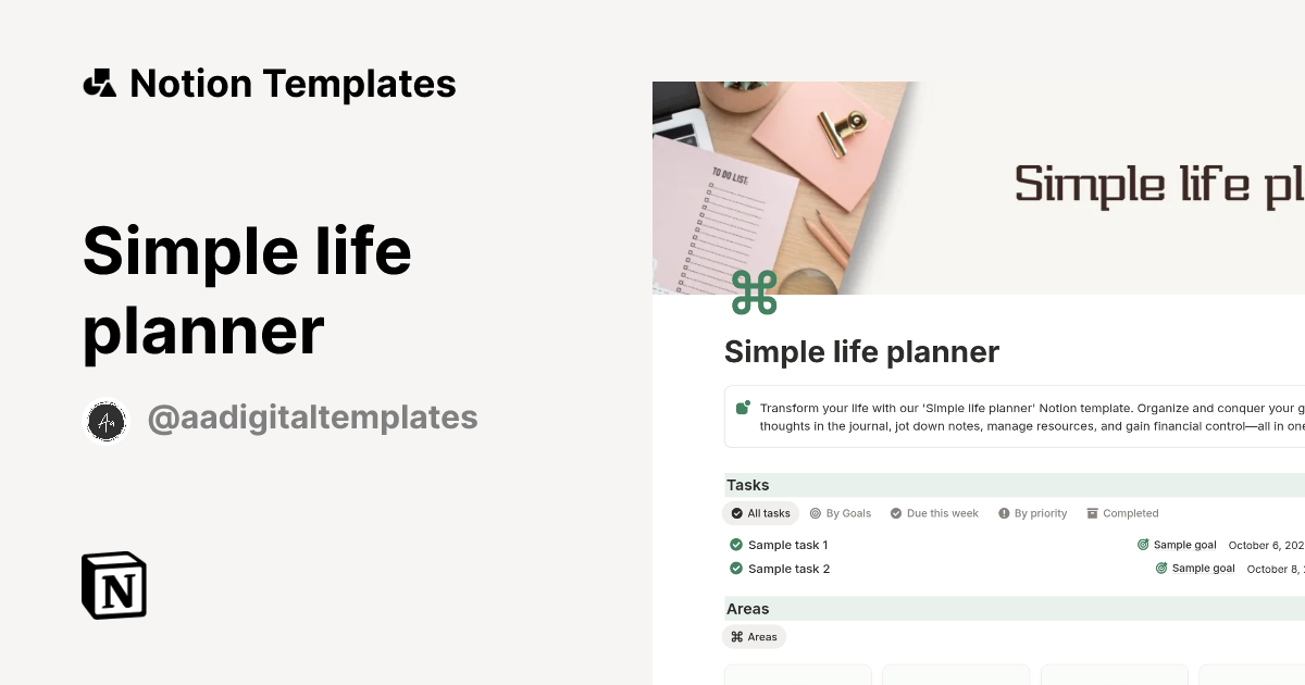Simple life planner Template by AA Digital templates | Notion Marketplace