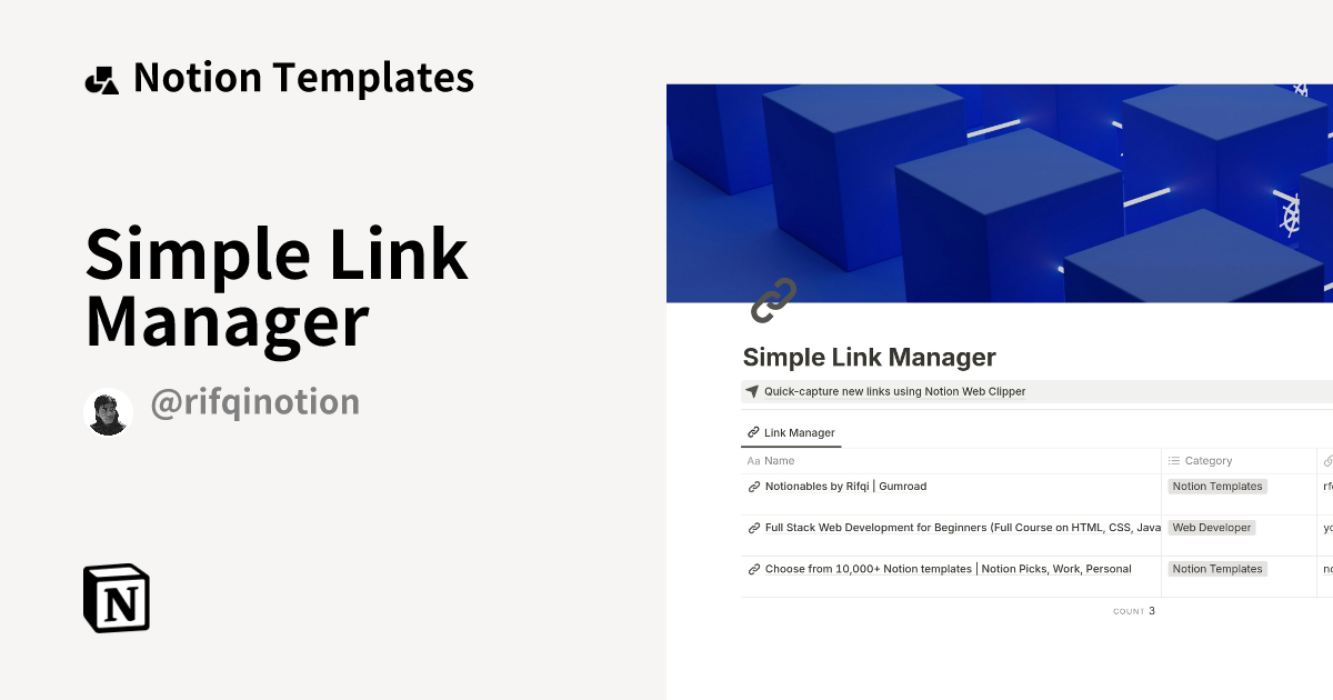 Simple Link Manager Template | Notion Marketplace