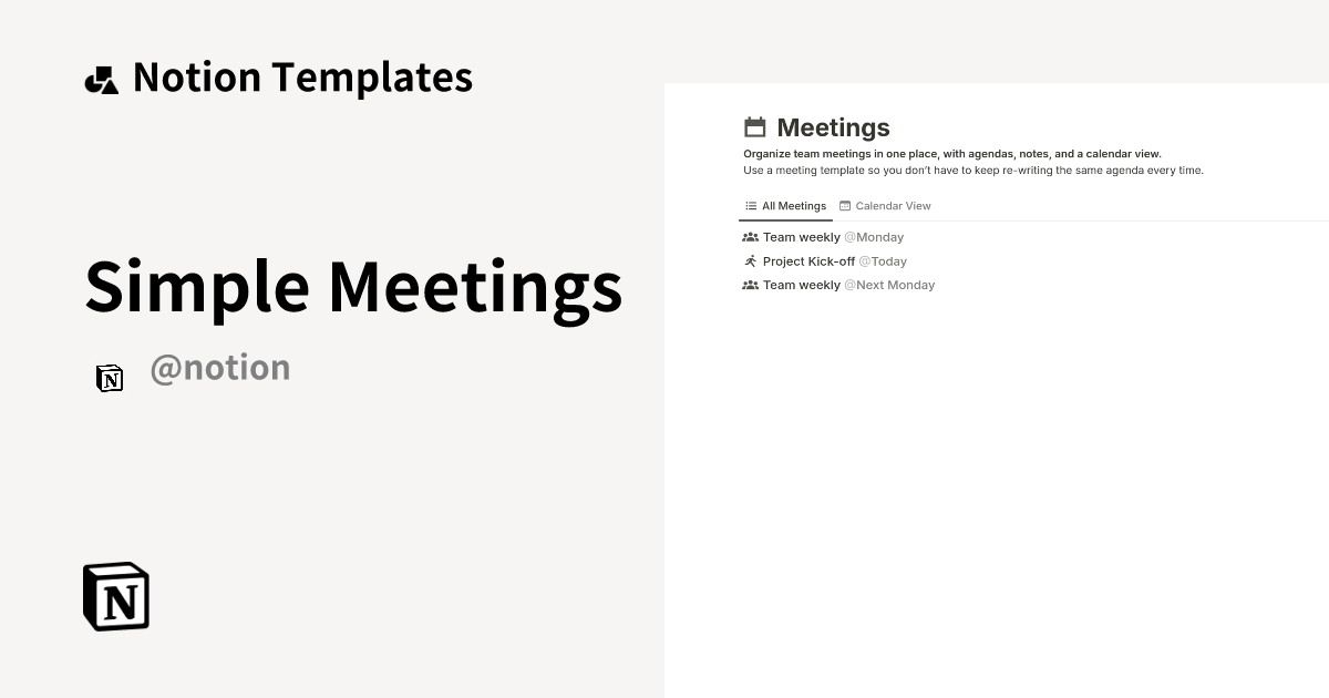 Simple Meetings 2025 Template | Notion Marketplace