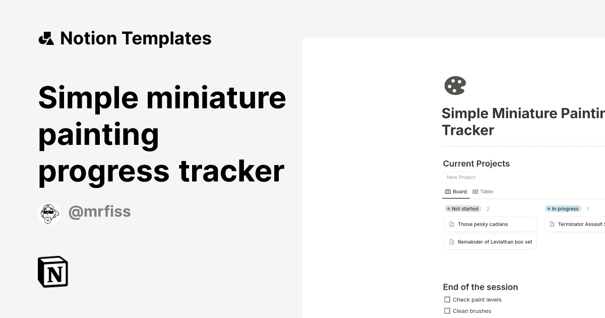 Simple miniature painting progress tracker Template by Dan | Notion ...