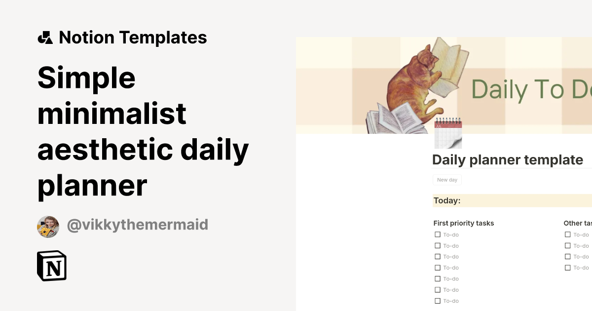 Simple minimalist aesthetic daily planner Template by Vikky Deniz ...