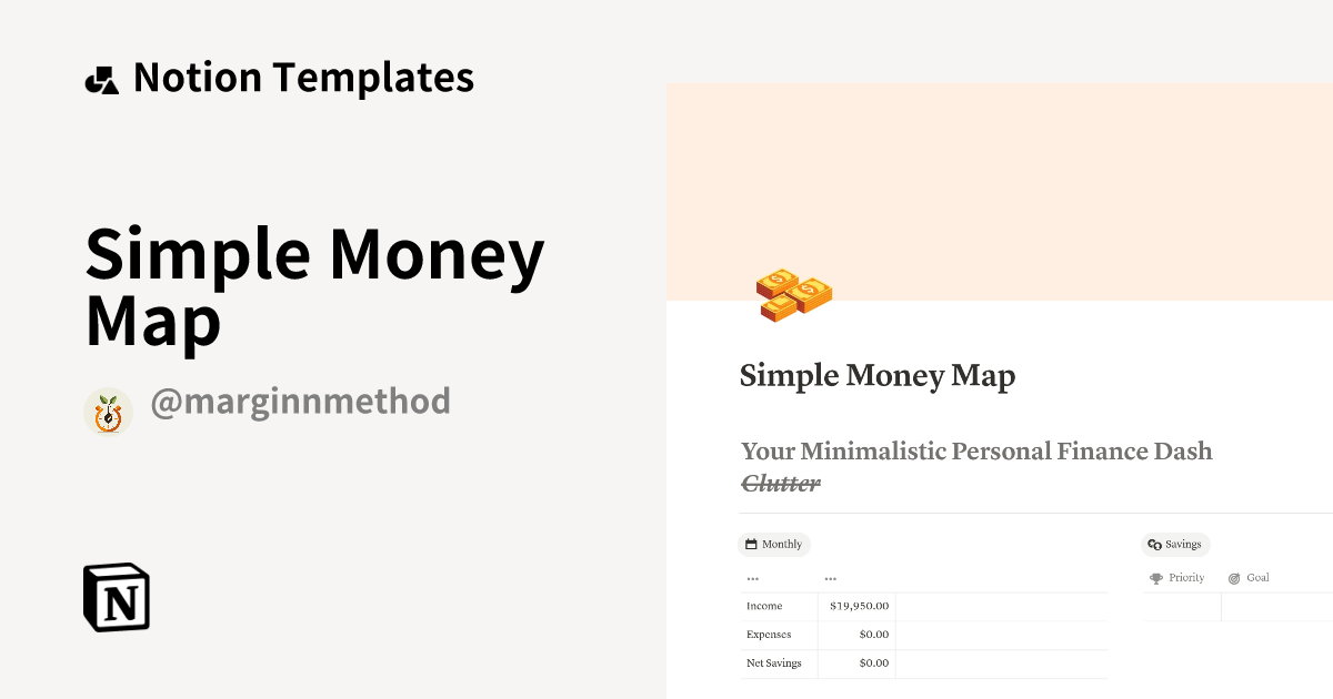 Simple Money Map Template | Notion Marketplace