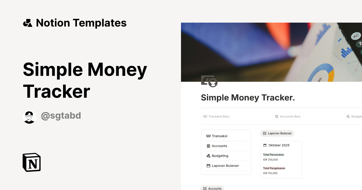 Simple Money Tracker Template by Sigit | Notion Marketplace