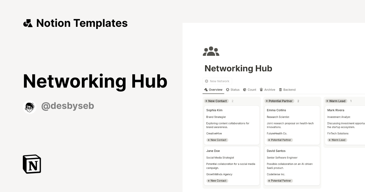 Networking Hub Template | Notion Marketplace