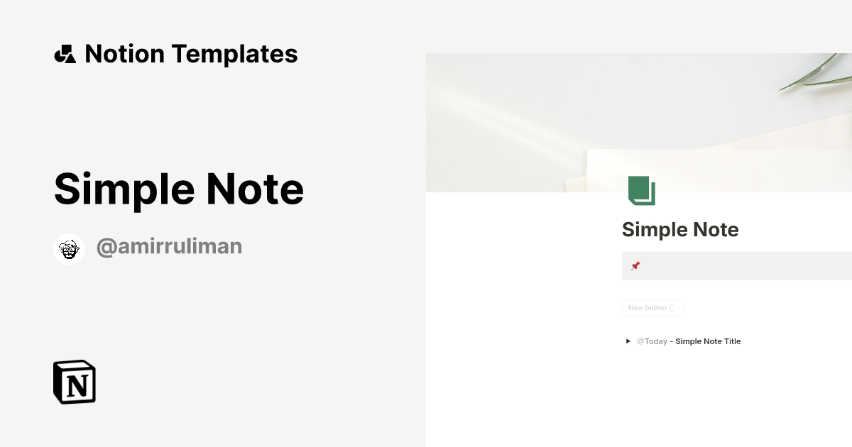 Simple Note Template | Notion Marketplace