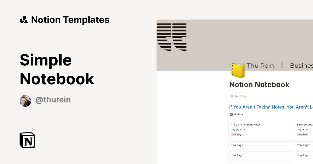 Simple Notebook Template | Notion Marketplace