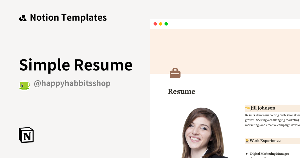 Simple Resume Template | Notion Marketplace