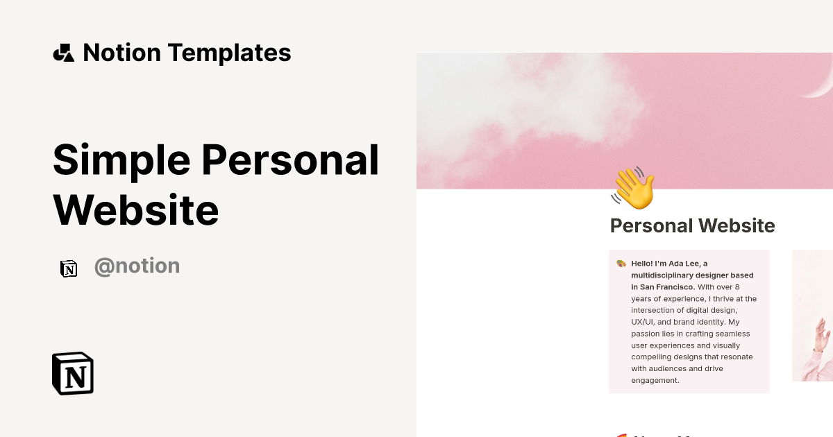 Simple Personal Website Template by Notion | Notion Marketplace