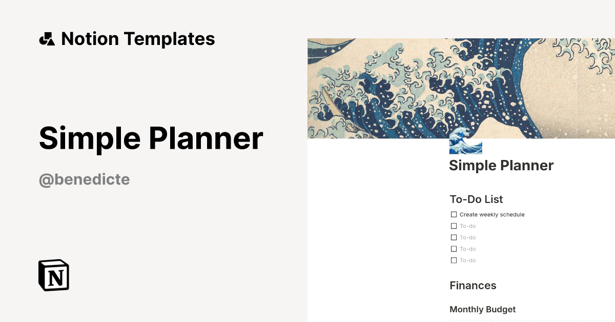 Simple Planner Template by benedicte | Notion Marketplace