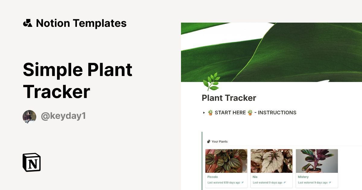 Simple Plant Tracker Template by Claudia Rosas | Notion Marketplace