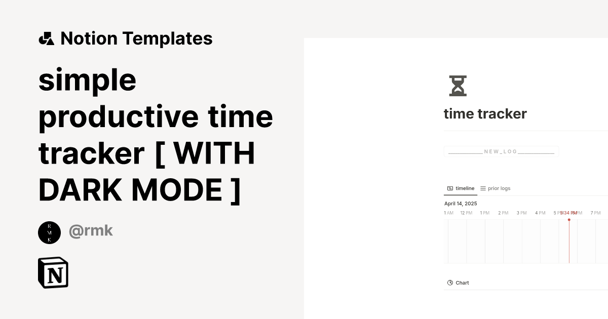 simple productive time tracker [ WITH DARK MODE ] Template by RMK | Notion Marketplace