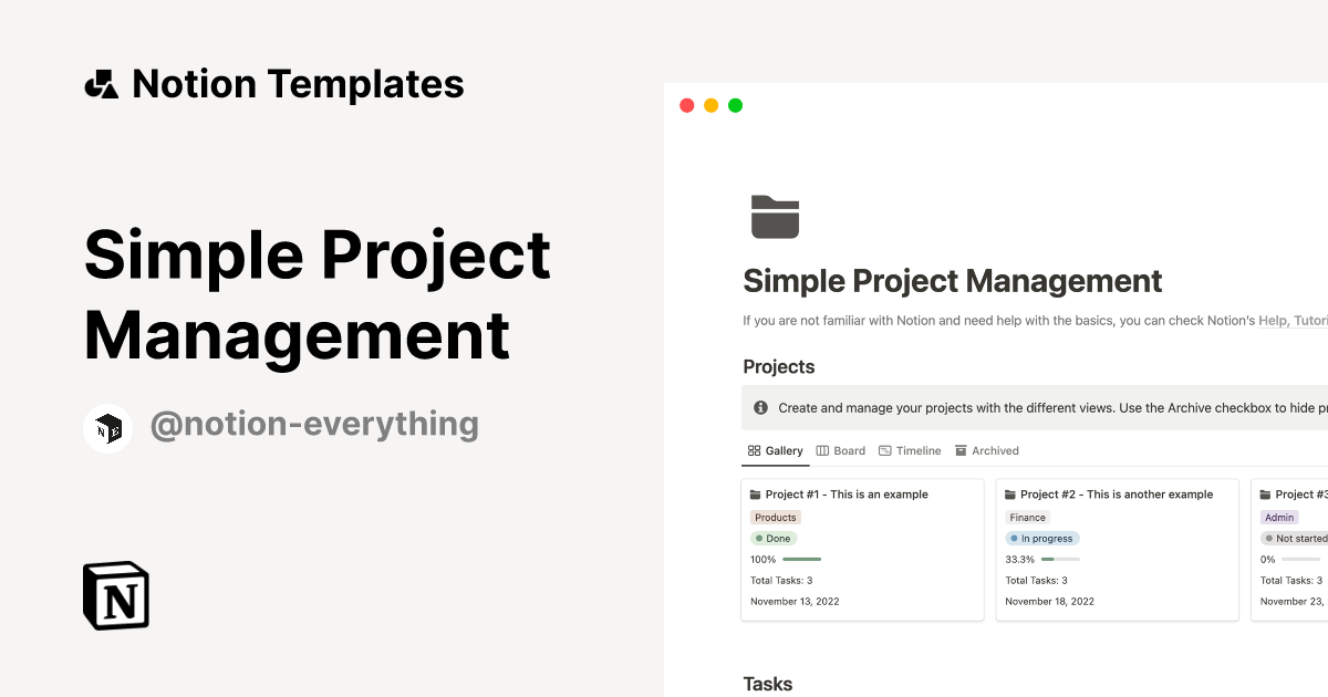 Simple Project Management Template | Notion Marketplace