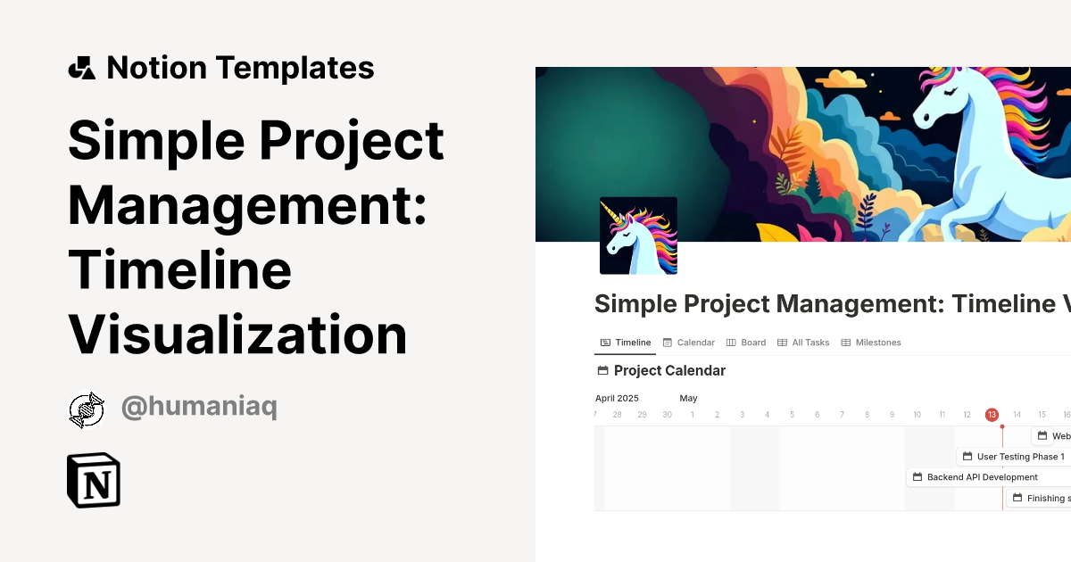 Simple Project Management: Timeline Visualization Template | Notion Marketplace