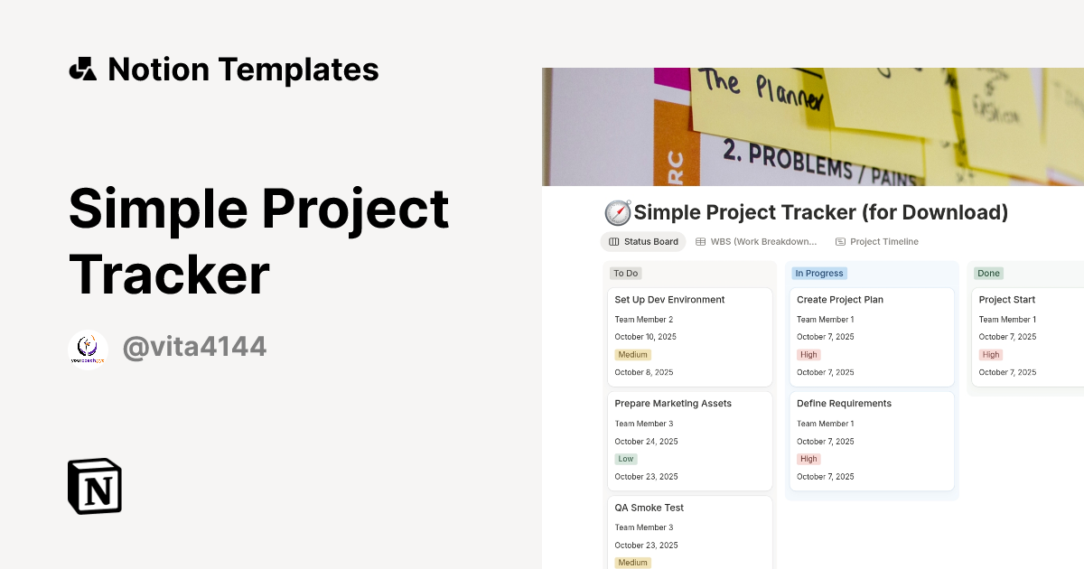 Simple Project Tracker Template | Notion Marketplace