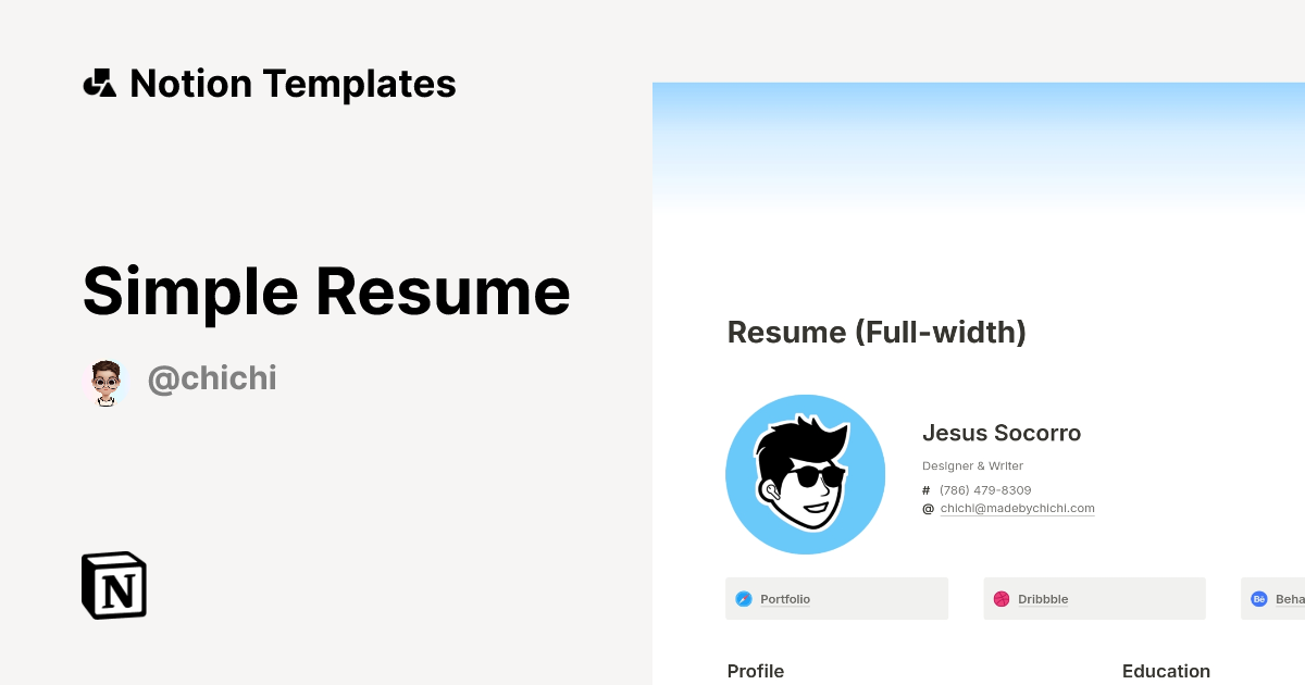 Simple Resume Template | Notion Marketplace