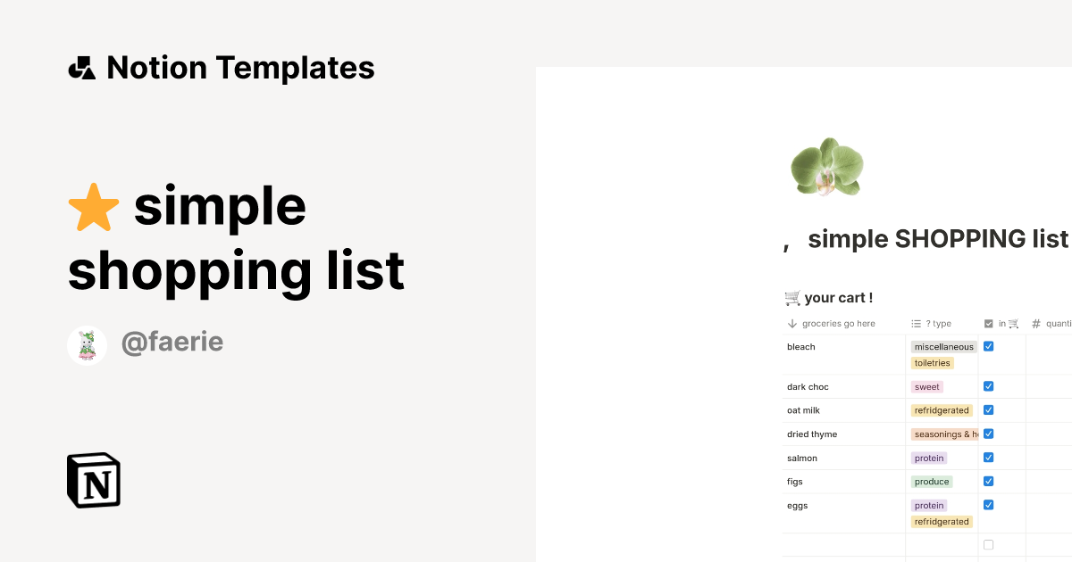 ⭐ simple shopping list Template | Notion Marketplace