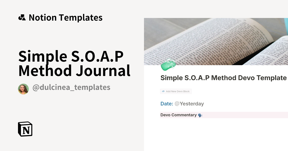 Simple S.O.A.P Method Journal Template by Dulcinea_Living Love Letter ...