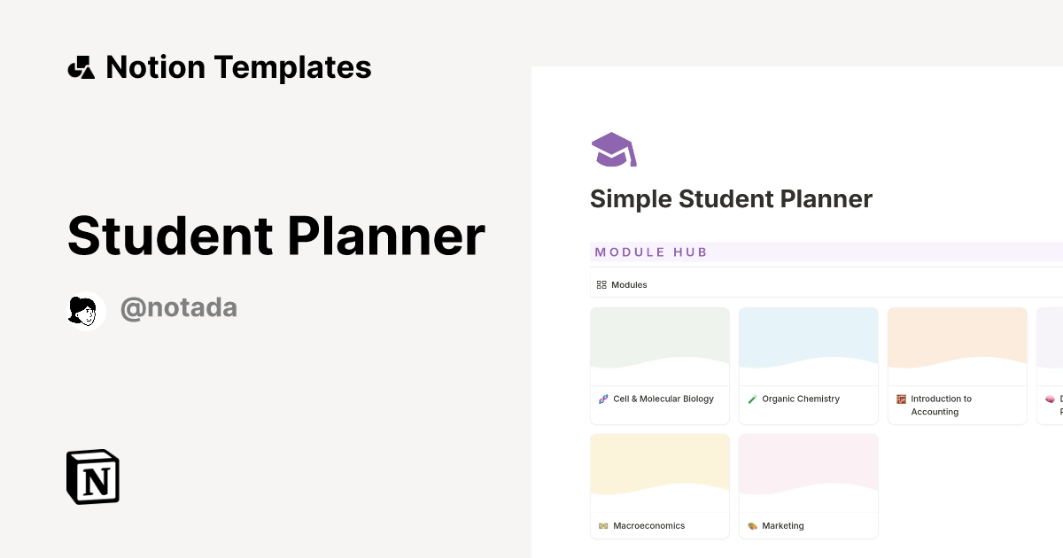 Student Planner Template by Naomi | Notada | Notion Marketplace