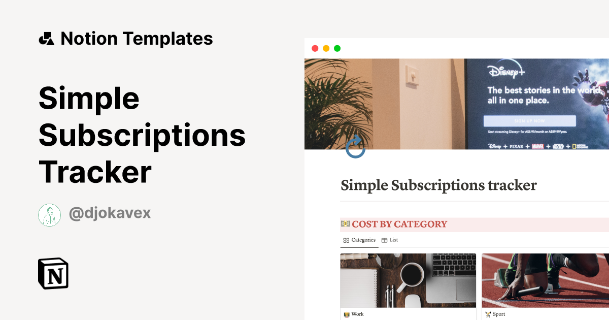 Simple Subscriptions Tracker Template | Notion Marketplace