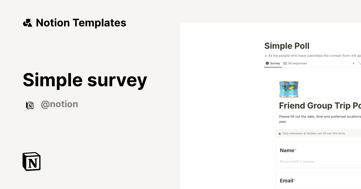Simple survey Template by Notion | Notion Marketplace