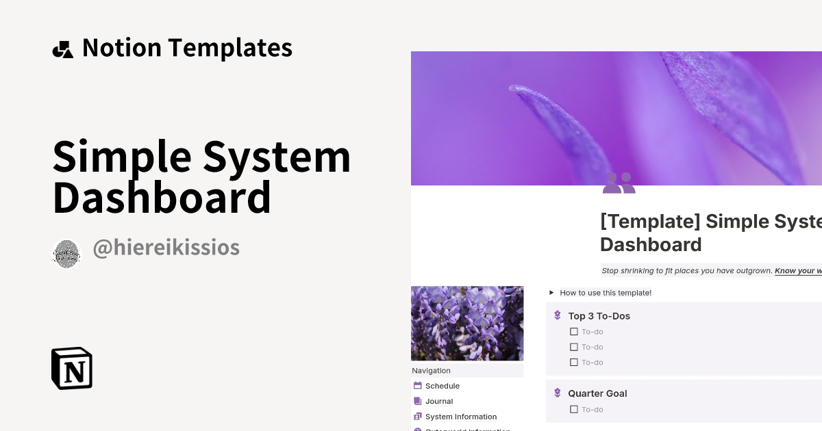 Simple System Dashboard Template | Notion Marketplace
