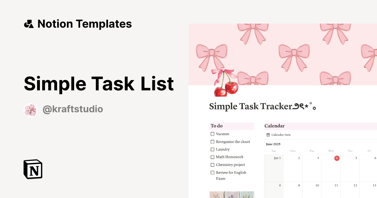 Simple Task List Template | Notion Marketplace