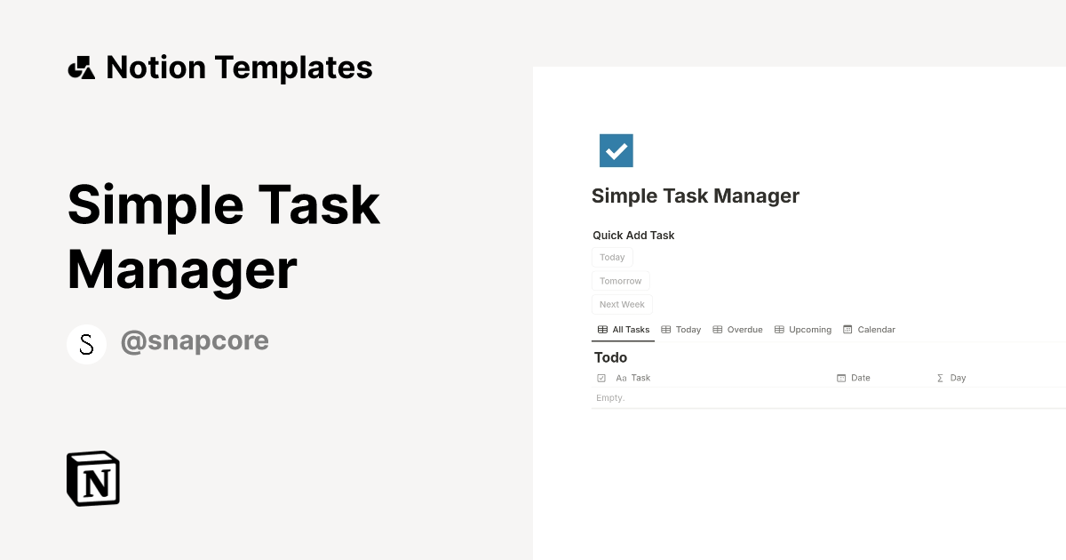 Simple Task Manager Template | Notion Marketplace