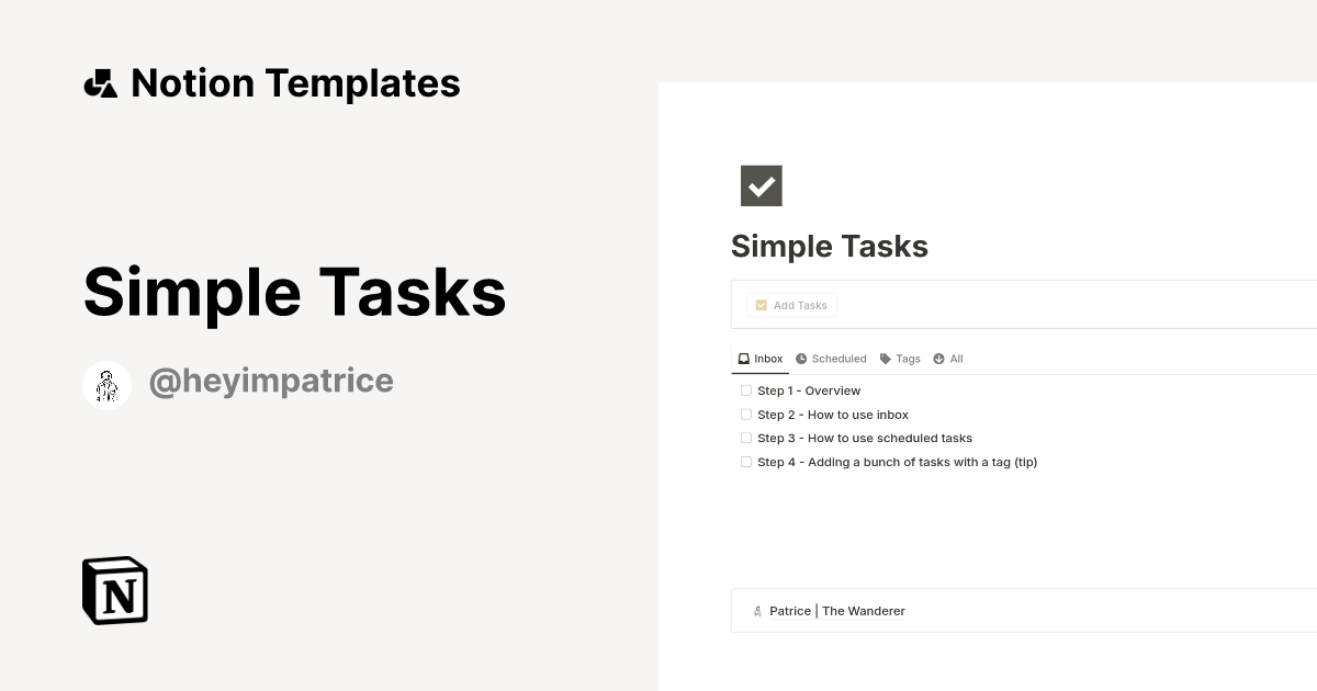 Simple Tasks Template | Notion Marketplace