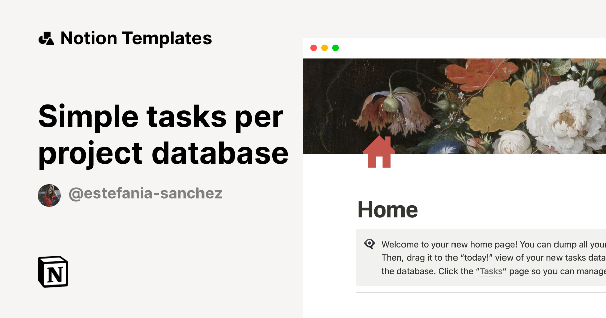 Simple tasks per project database Template | Notion Marketplace