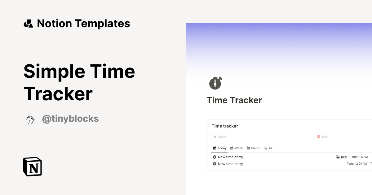 Simple Time Tracker Template | Notion Marketplace