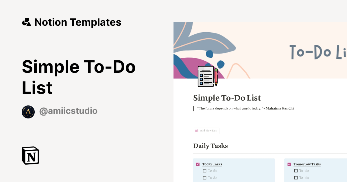 Simple To-Do List Template | Notion Marketplace