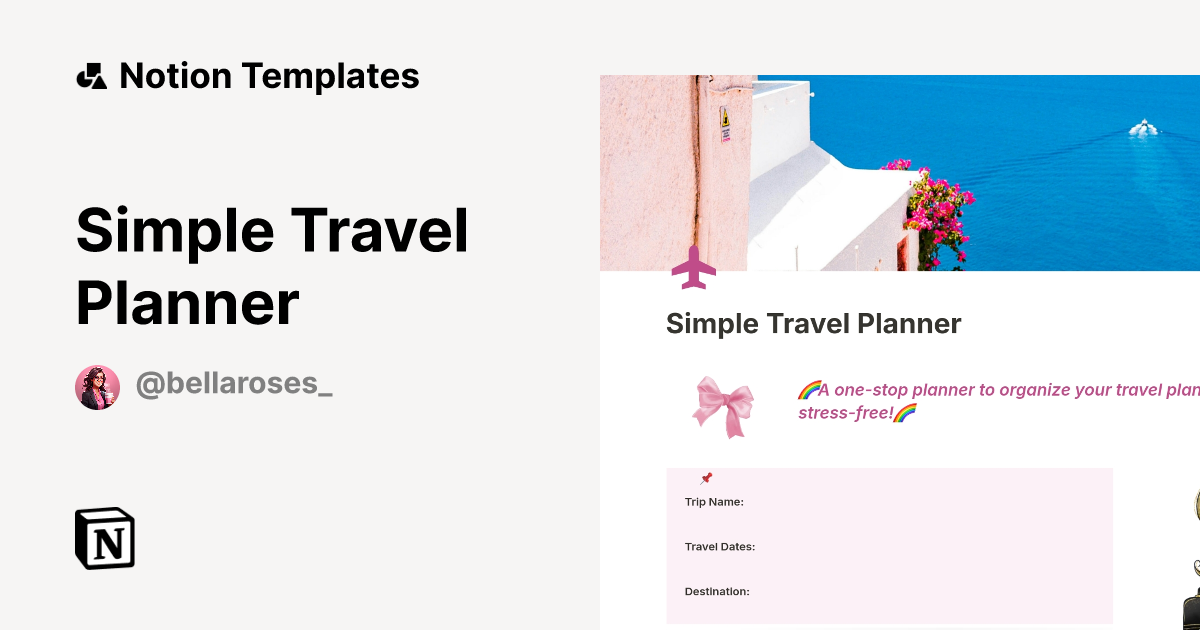 Simple Travel Planner Template | Notion Marketplace