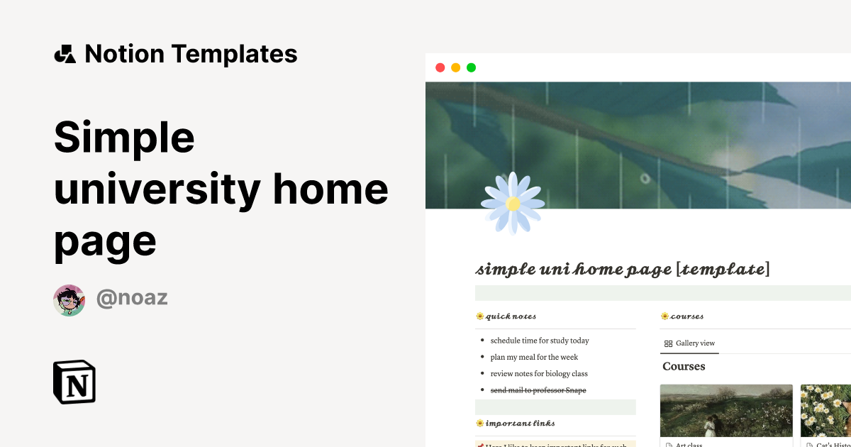 Simple university home page Template | Notion Marketplace