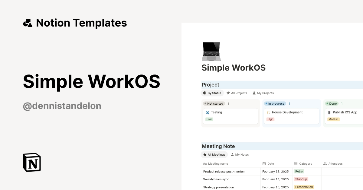 Simple WorkOS Template by Dennis Tandelon | Notion Marketplace