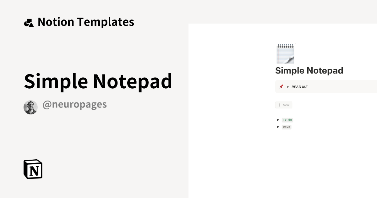 Simple Notepad Template | Notion Marketplace