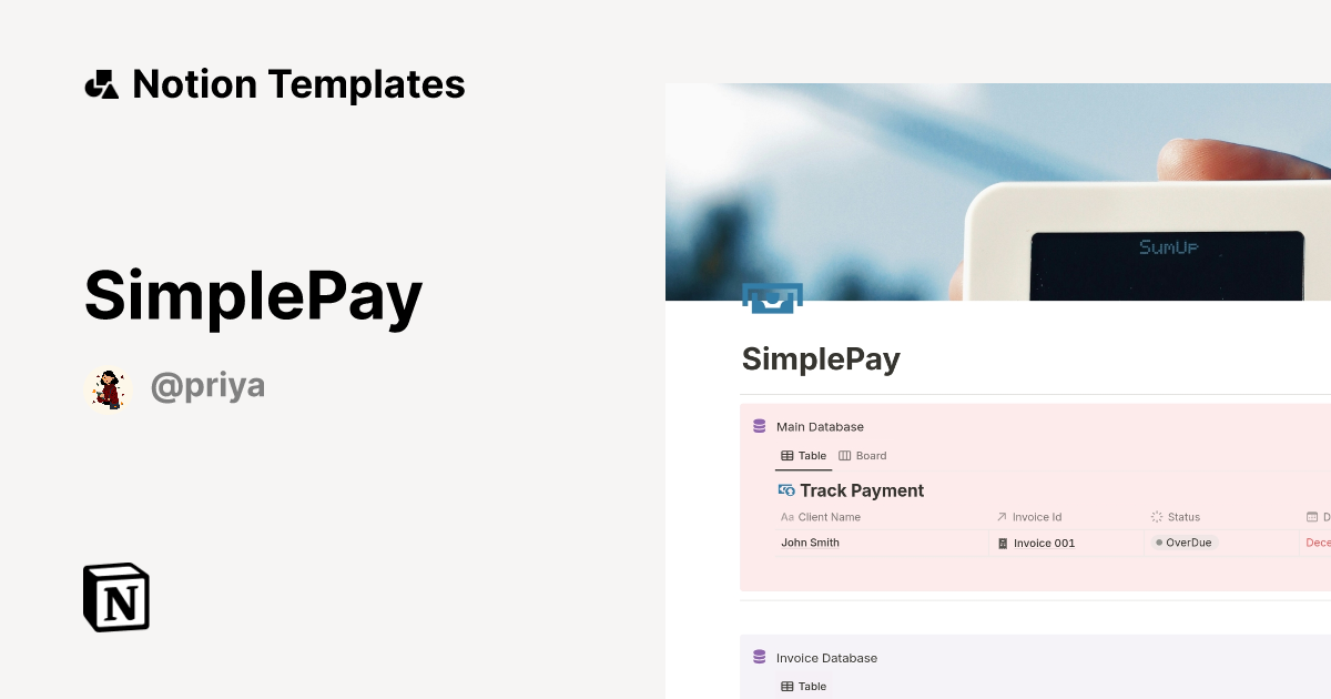 SimplePay Template by Patel Priya | Notion Marketplace