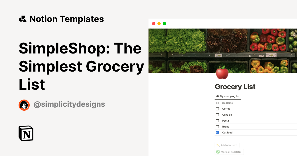 SimpleShop: The Simplest Grocery List Template | Notion Marketplace