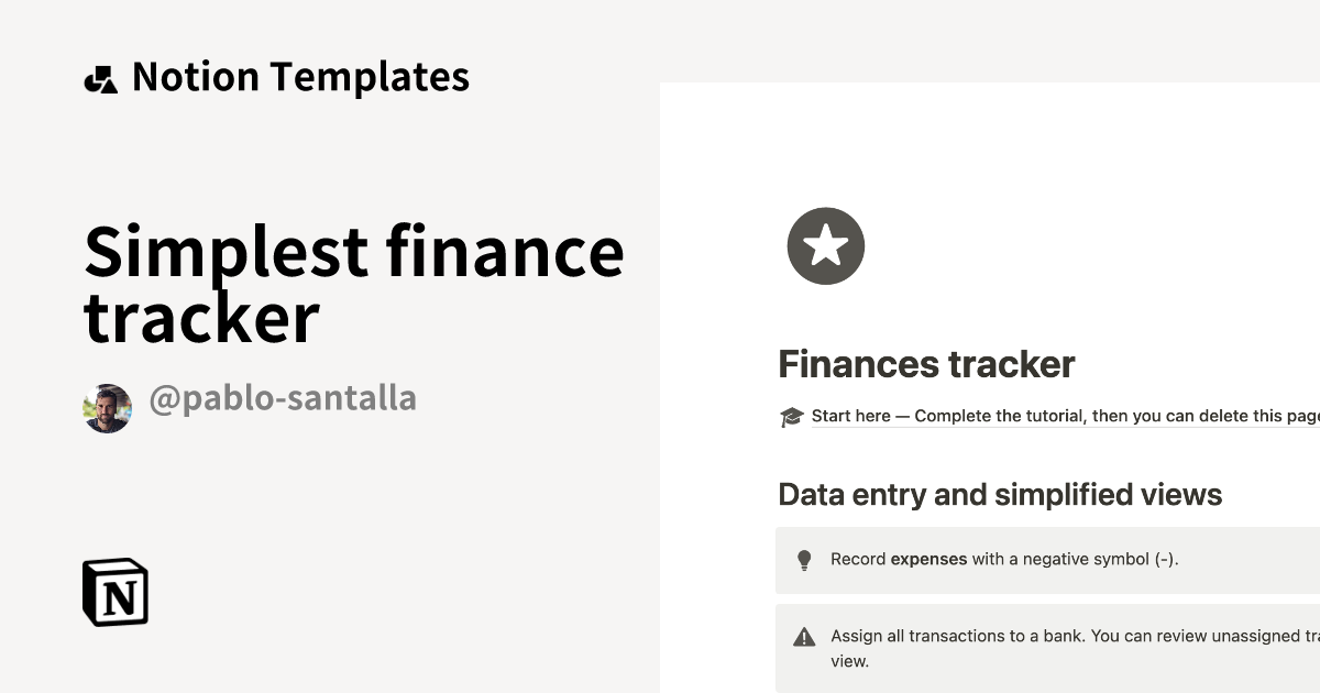 Simplest finance tracker Template | Notion Marketplace