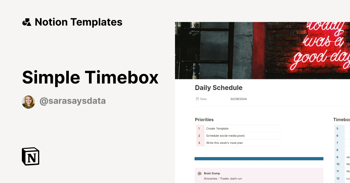 Simple Timebox Template | Notion Marketplace