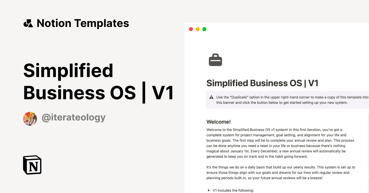 Simplified Business OS | V1 Template by Iterateology | Ashley Clayton ...