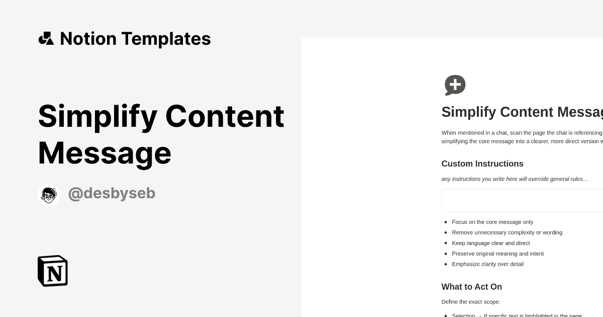 Simplify Content Message Template by desbyseb | Notion Marketplace