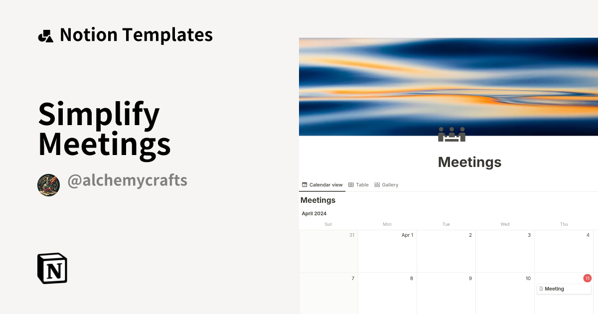 Simplify Meetings Template | Notion Marketplace