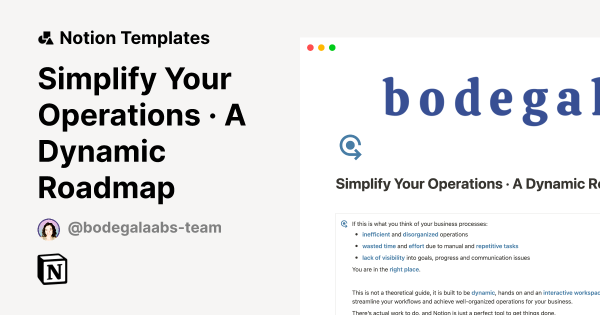 Simplify Your Operations · A Dynamic Roadmap Template by Triz | Notion Marketplace